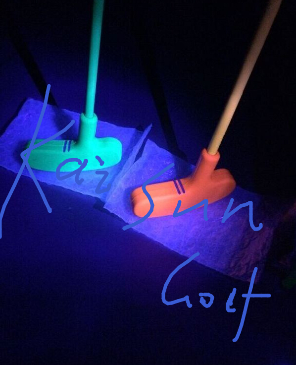 mini fluorescent golf putter in black light (glow in uv light ), mini ...